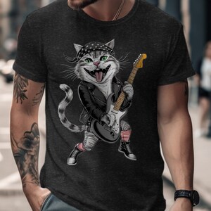 Rocker Cat Shirt PNG, Cat Playing Guitar T-shirt PNG, Cat Guitar Shirt ...