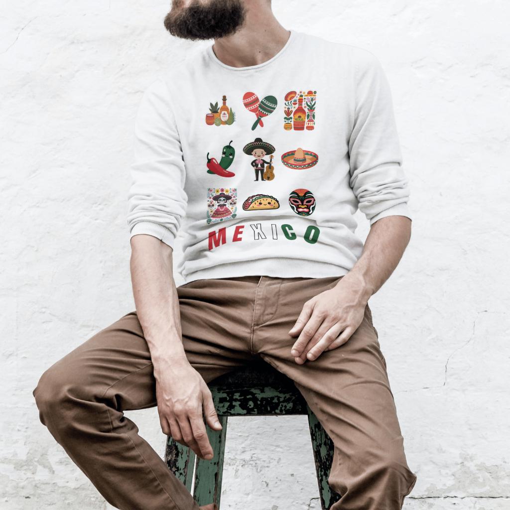 Mexico Cute Fun Traditional Icons Souvenir T-shirt PNG, Mexican Pride ...