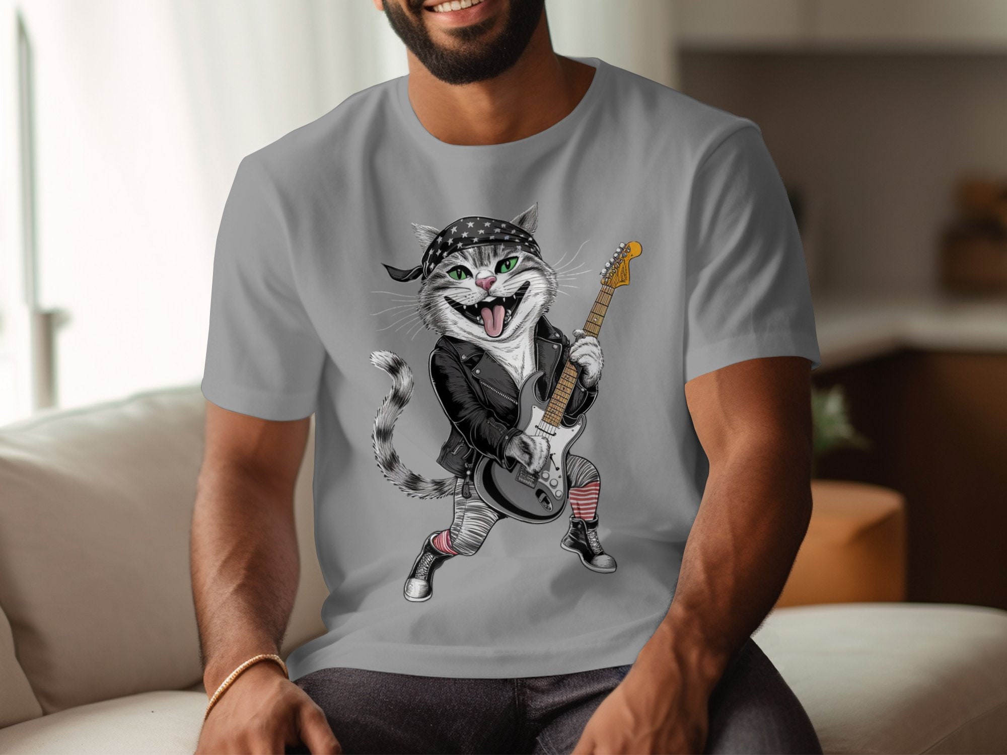 Rocker Cat Shirt PNG, Cat Playing Guitar T-shirt PNG, Cat Guitar Shirt ...