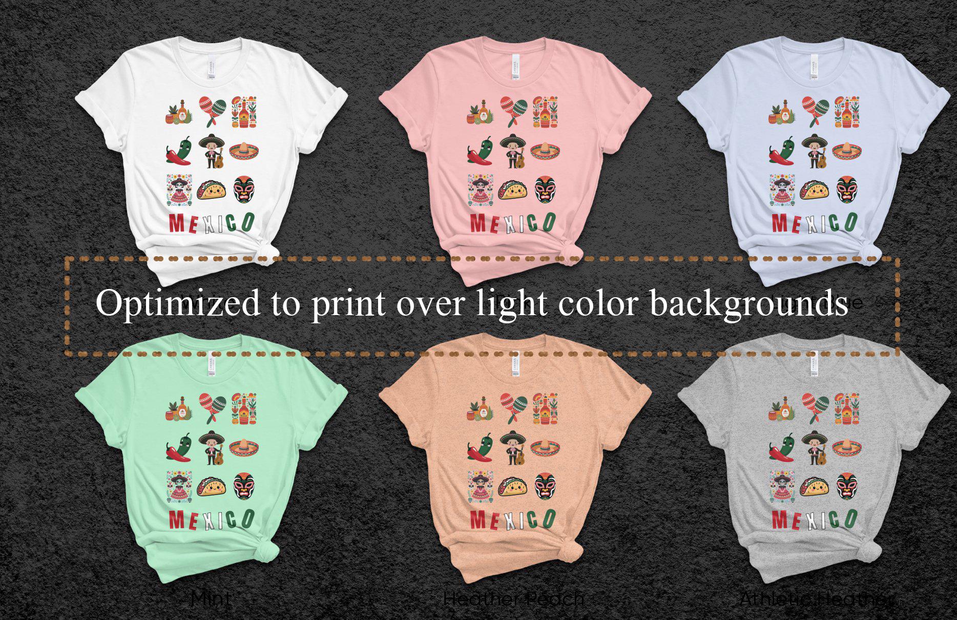 Mexico Cute Fun Traditional Icons Souvenir T-shirt PNG, Mexican Pride ...