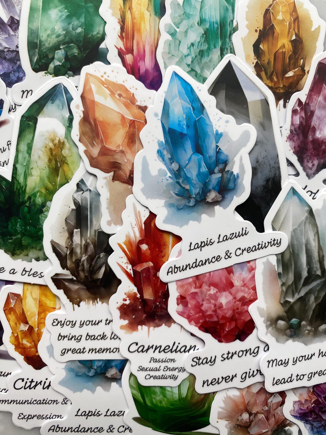 50 PCS Crystal Sticker Pack, Crystal Meaning, Healing, Waterbottle ...