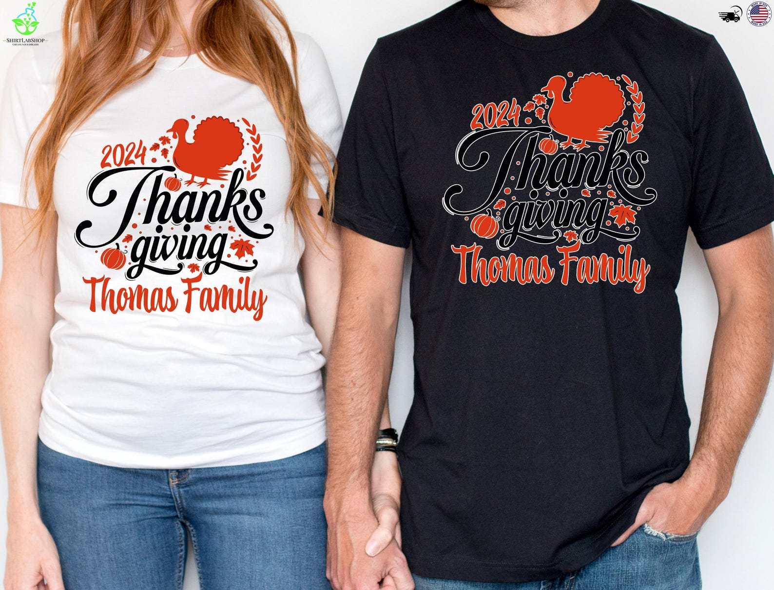 2024 Thanksgiving Shirts, Personalized Family Turkey Tee, Matching ...