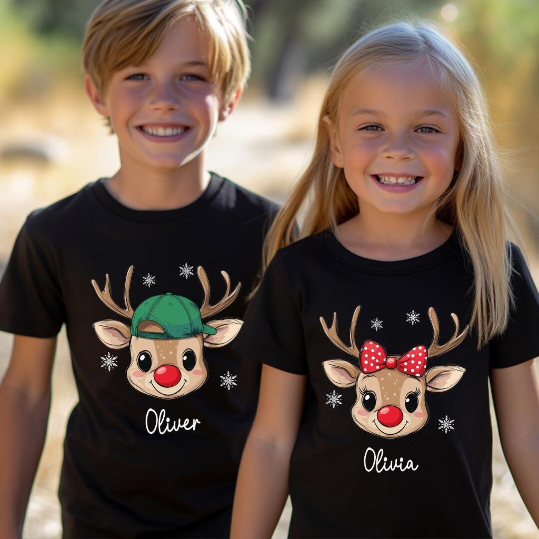 Custom Reindeer Kids Shirts, Christmas Kids Name Shirt, Toddler ...