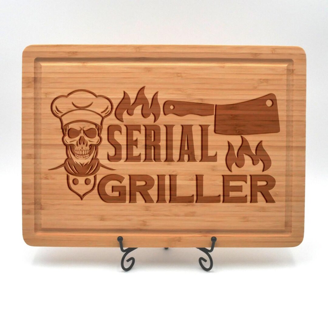 Serial Griller Cutting Board, Skull BBQ Gift for Him, Personalize ...