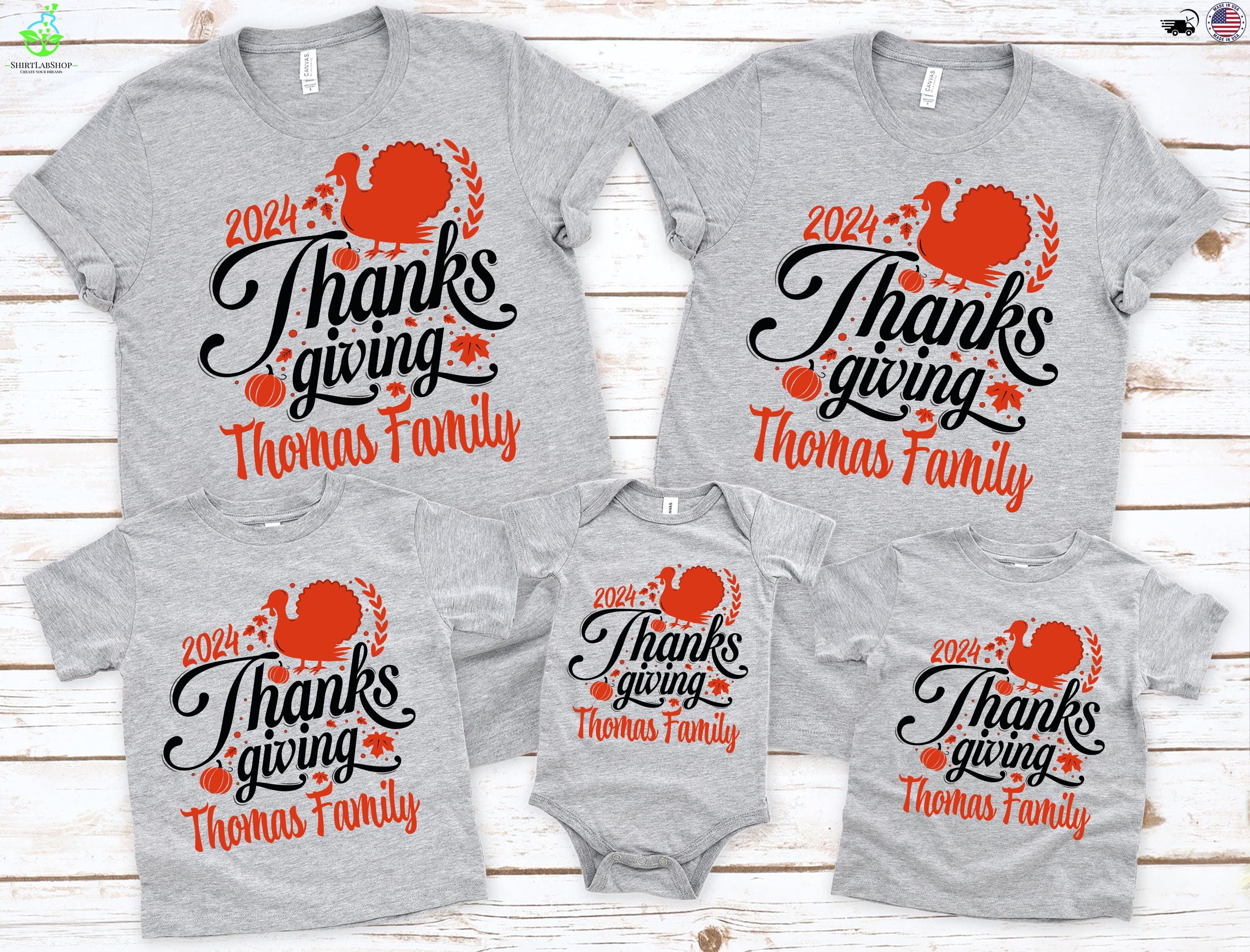 2024 Thanksgiving Shirts, Personalized Family Turkey Tee, Matching ...
