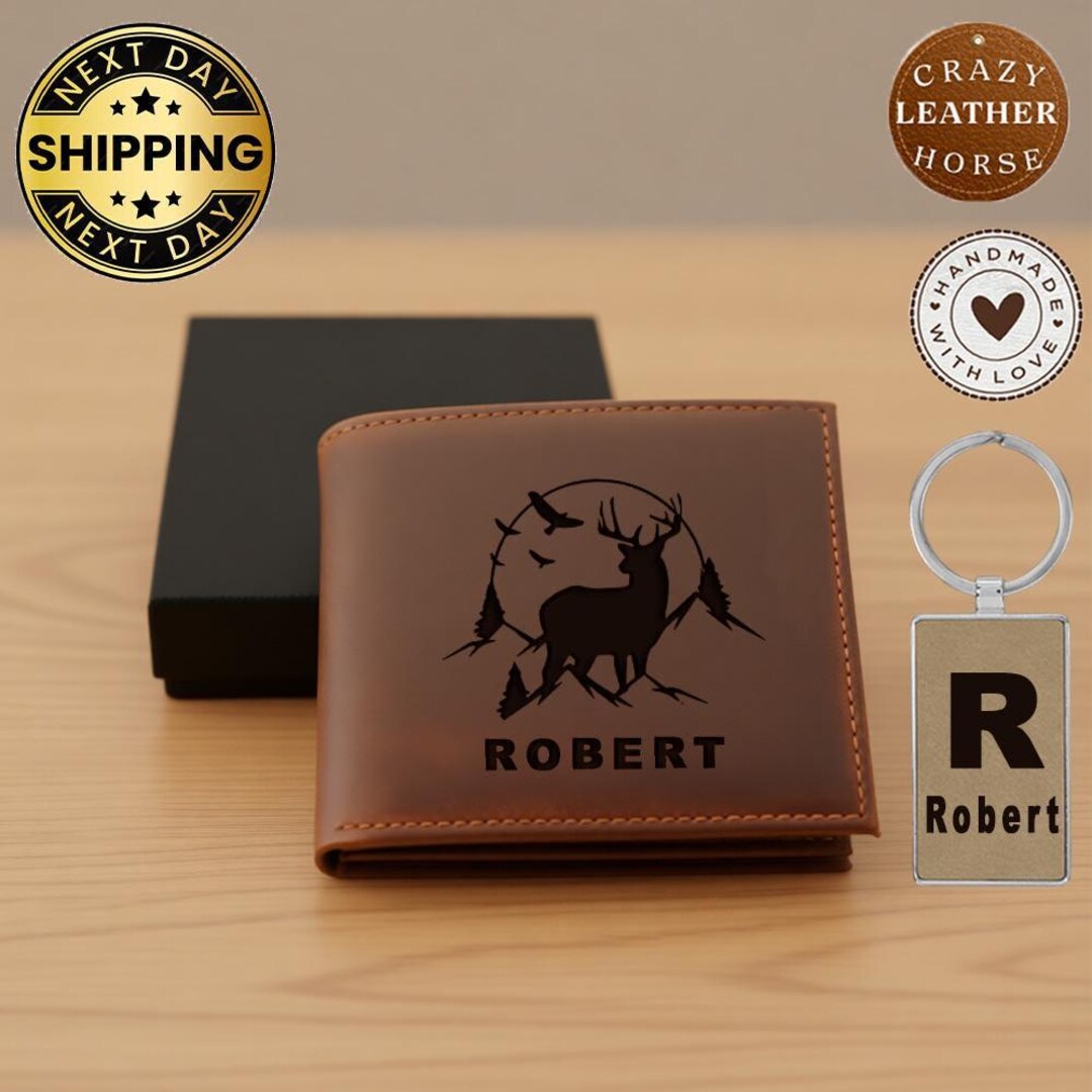 Christmas Deer Hunting Wallet for Him, RFID Block Custom Name Gift ...