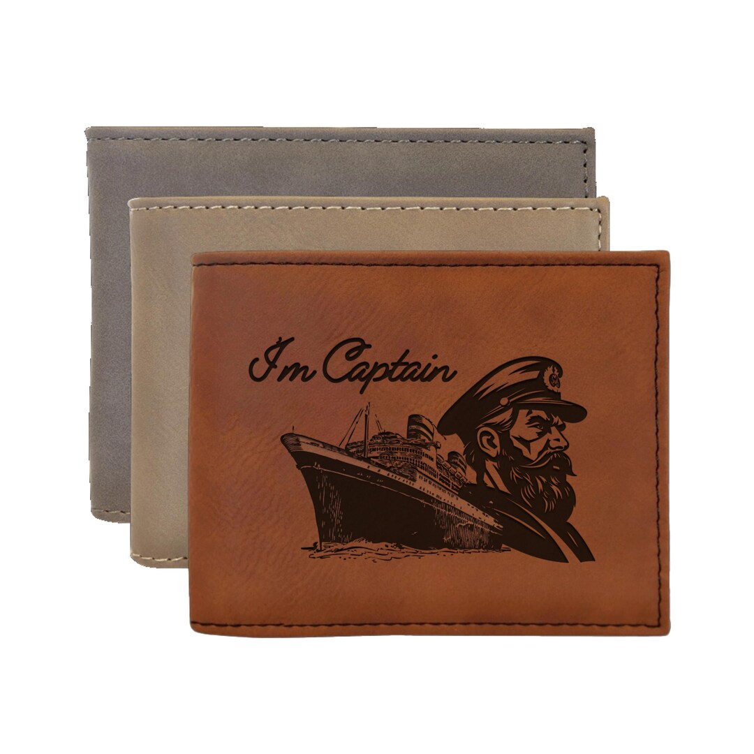 Customized Leather Wallet With Sailor Captain and Ship Figure,i'm ...