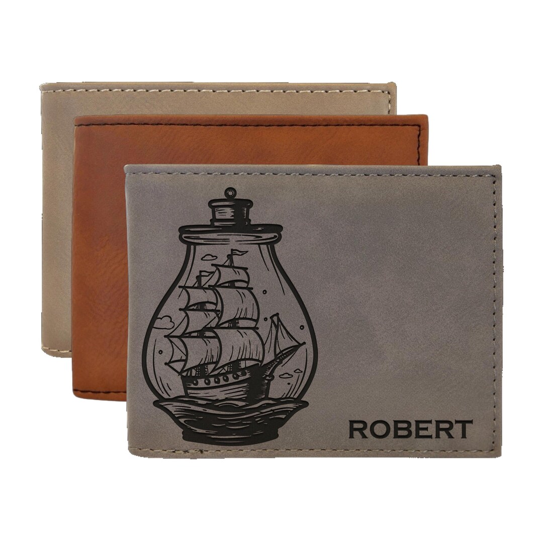 Custom Leather Wallet With Exploration and Adventure Theme,personalized ...