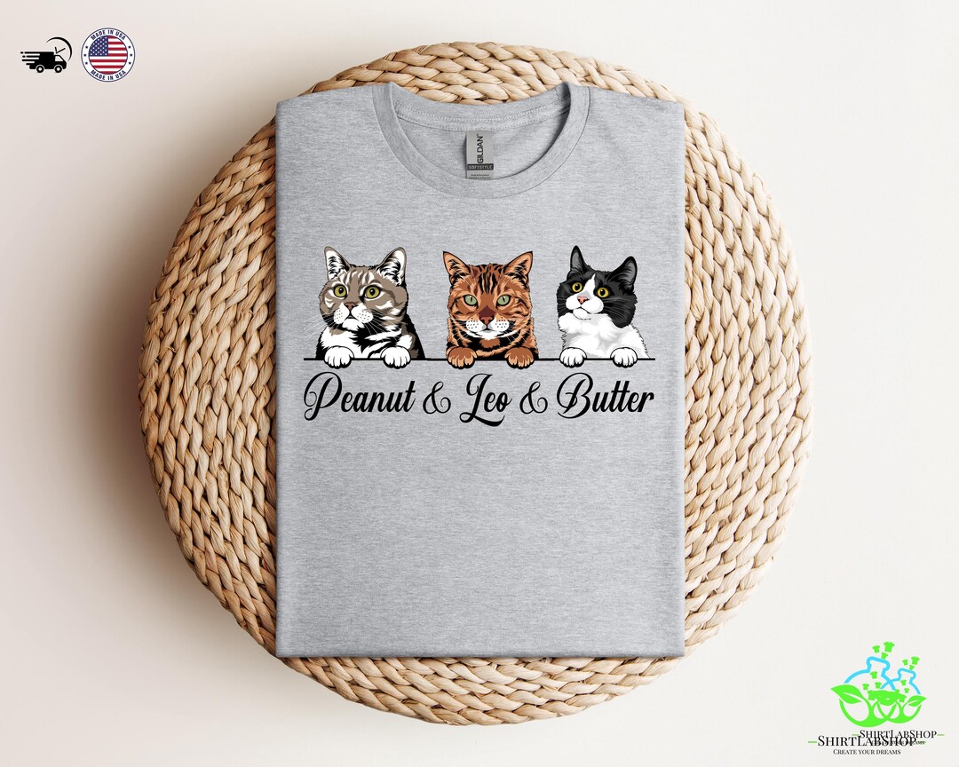 Custom Cat T-shirt, Personalized Cat Shirt, Cat Mom Tee, Personalized ...