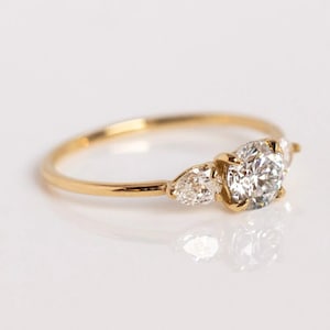 Three Stone Moissanite Engagement Ring Forever Bridal Jewelry Unique ...