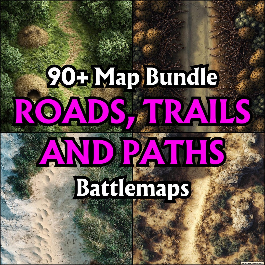 90+ Roads, Trails and Paths Battlemap Bundle, RPG Battle Grids, D&D ...