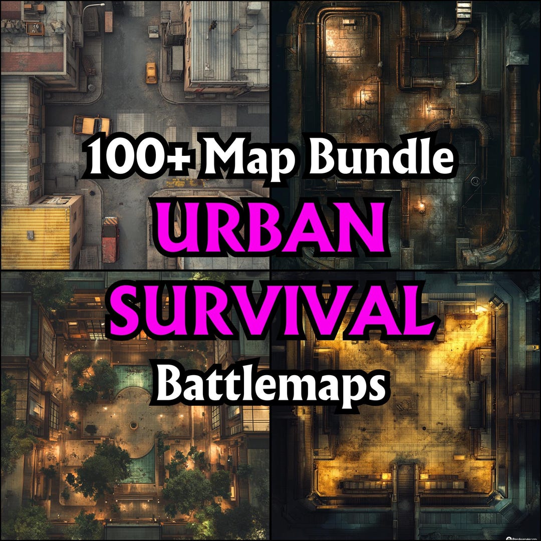 100+ Urban Survival Battlemap Bundle, RPG Battle Grids, D&D, Tabletop ...