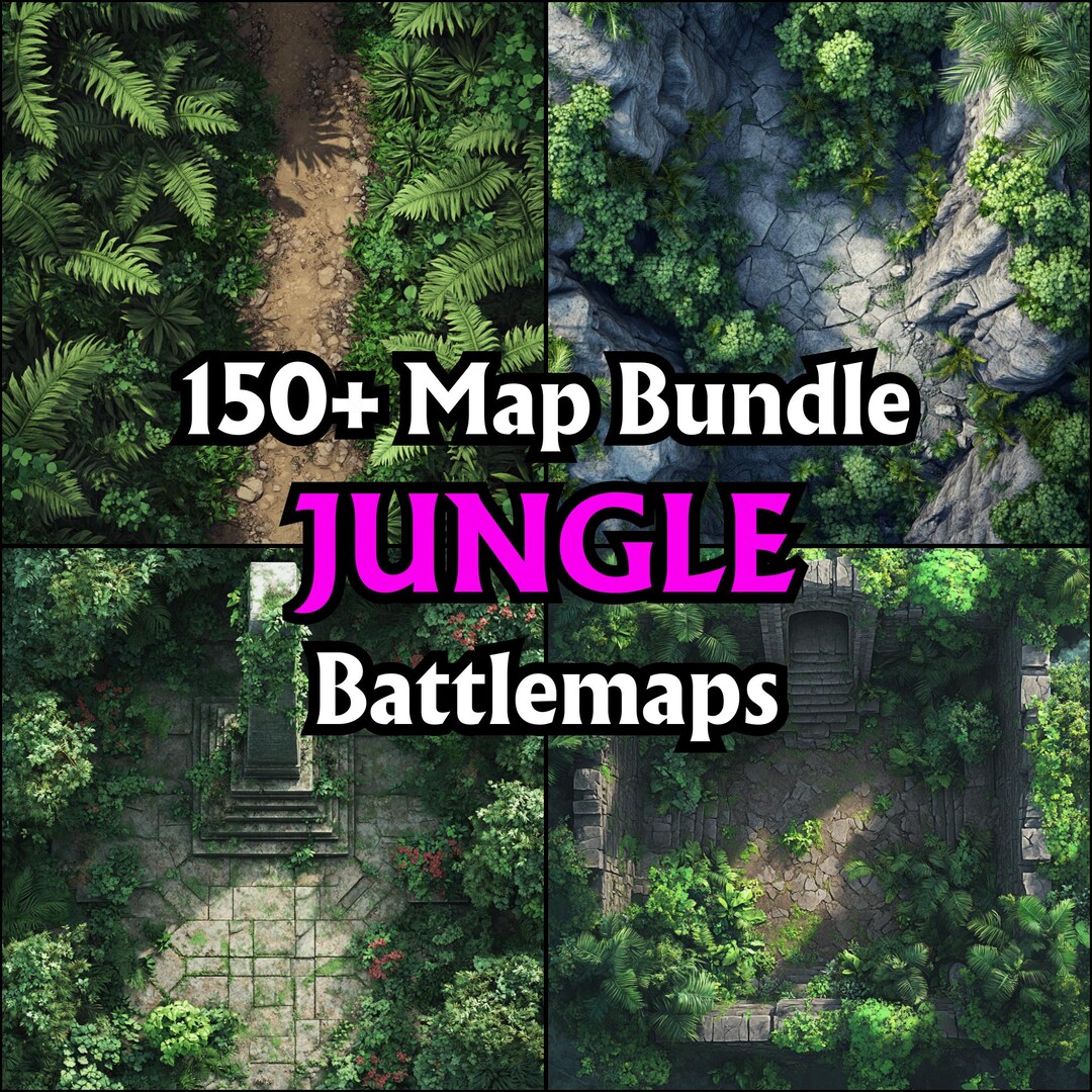 150 Jungle Battlemap Bundle, RPG Battle Grids, D&D, Tabletop Maps ...
