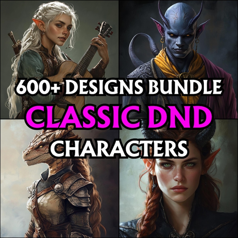 600+ Classic Dnd Character Design Bundle, Digital Art, Fantasy Races ...