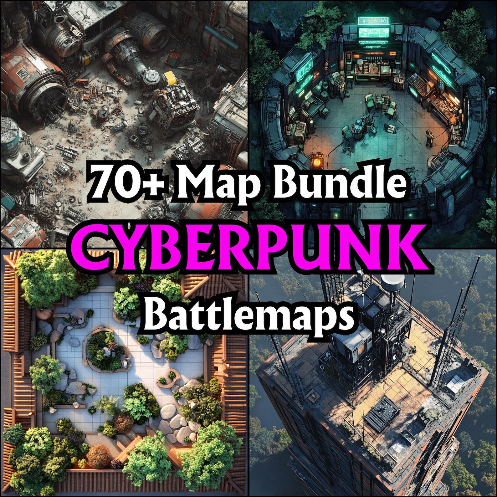70+ Cyberpunk Battlemap Bundle, RPG Battle Grids, D&D, Tabletop Maps ...
