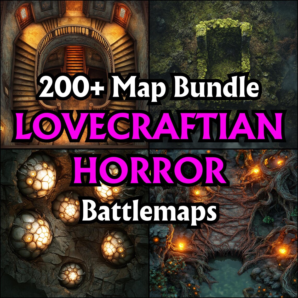 200+ Lovecraftian Horror Battlemap Bundle, RPG Battle Grids, D&D ...