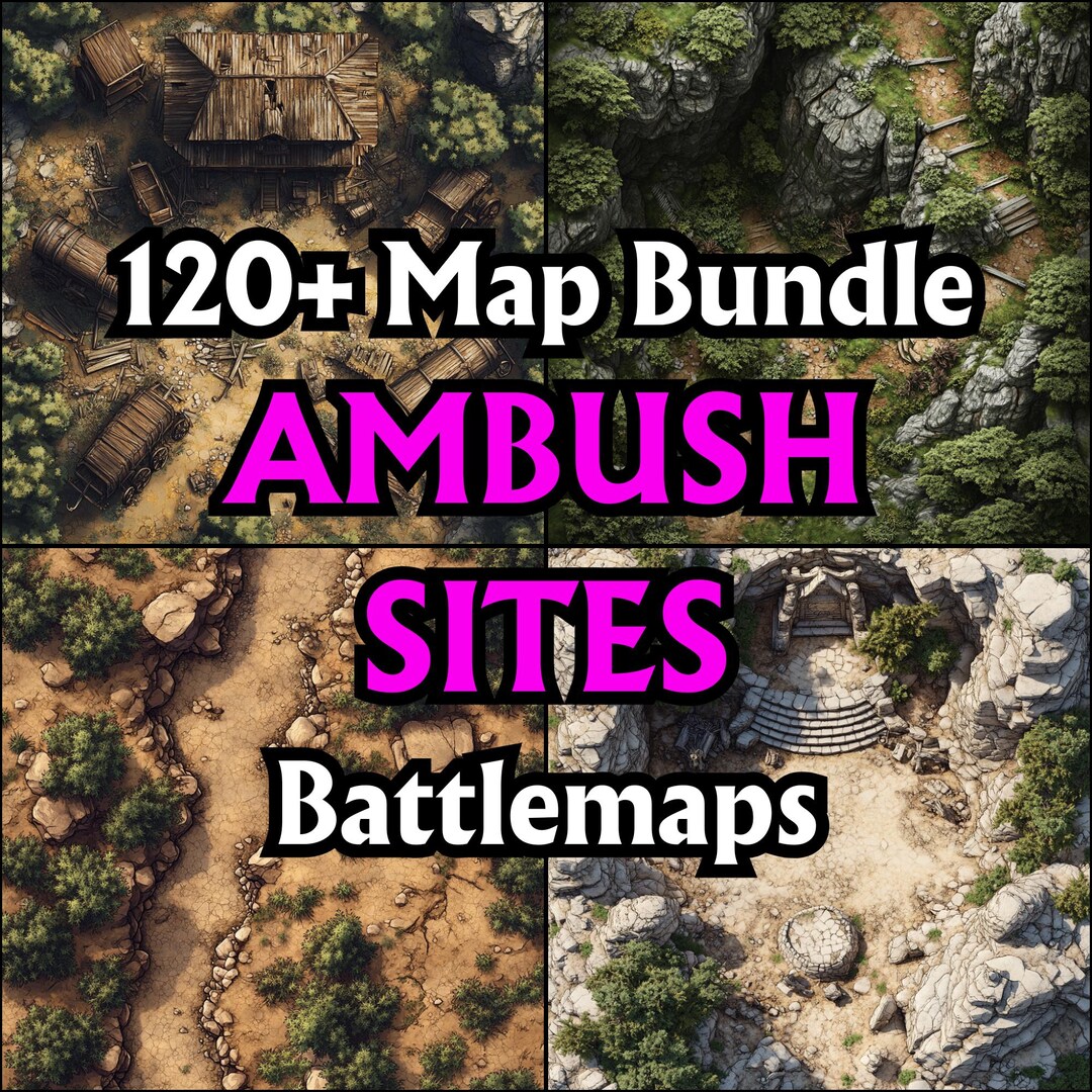 120+ Ambush Sites Battlemap Bundle, RPG Battle Grids, D&D, Tabletop ...