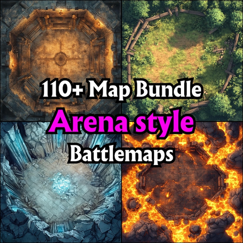 110+ Arena Battlemap Bundle, RPG Battle Grids, D&D, Tabletop Maps, High ...