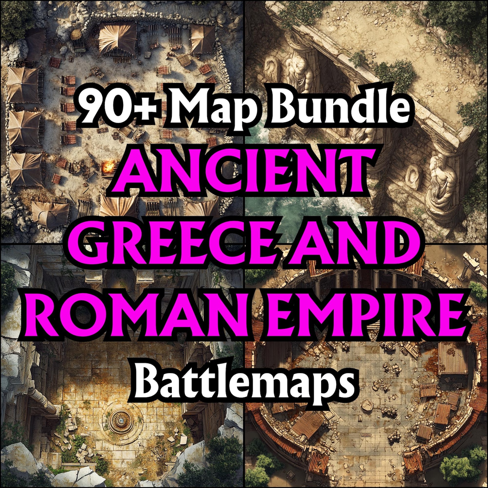 90+ Ancient Greece & Roman Empire Battlemap Bundle, RPG Battle Grids ...