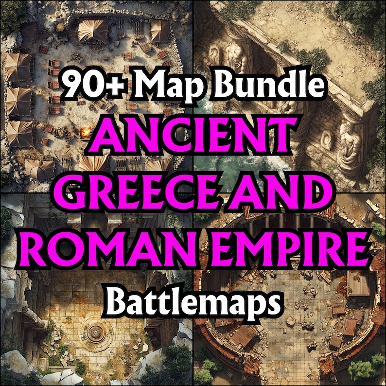 90+ Ancient Greece & Roman Empire Battlemap Bundle, RPG Battle Grids ...