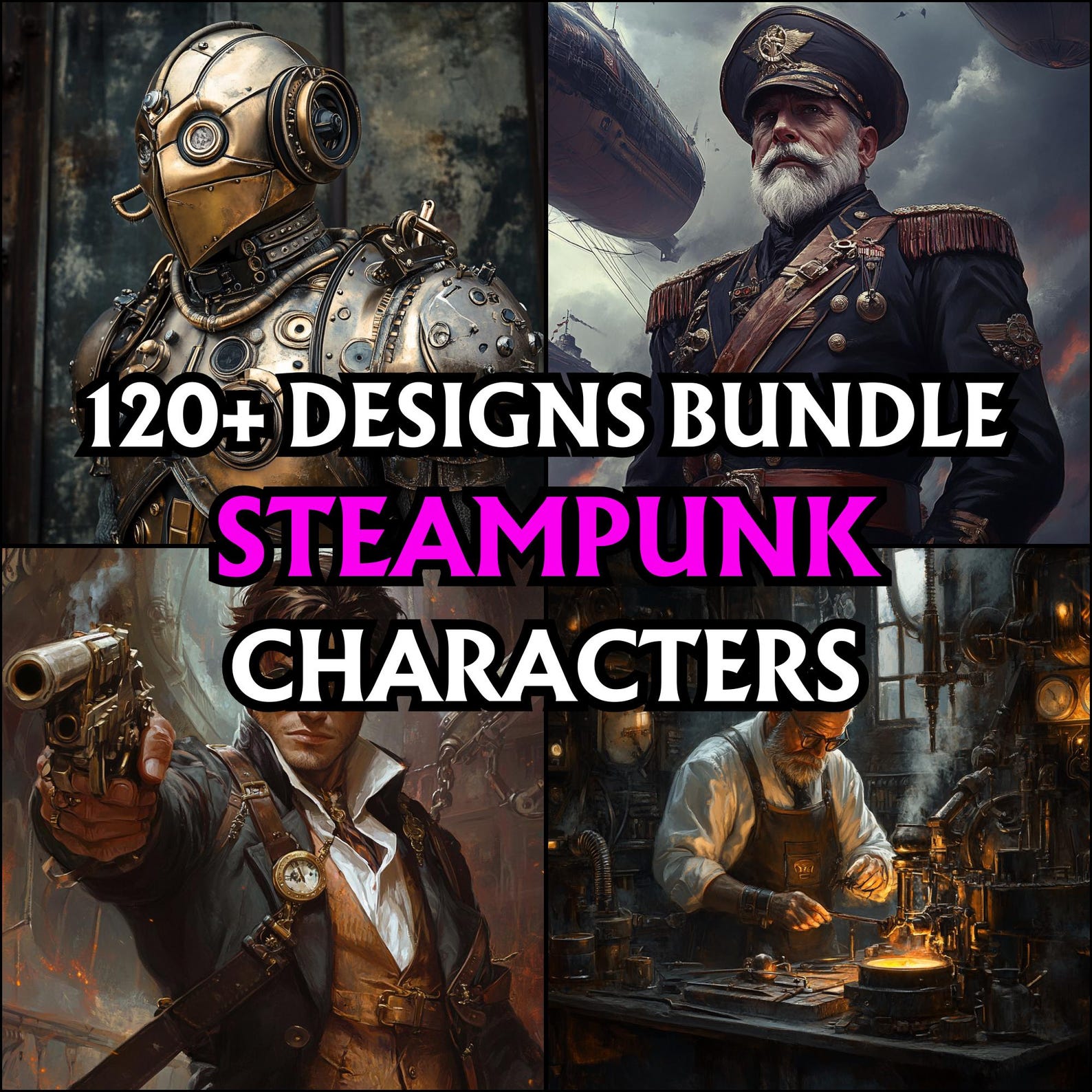 120+ Steampunk Character Design Bundle, Digital Art, Victorian ...