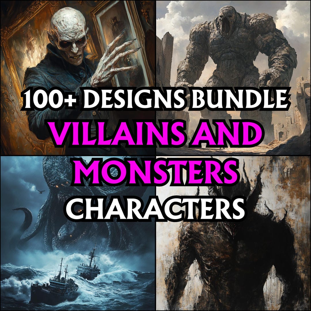 100+ Villain & Monster Character Design Bundle, Digital Art, High ...