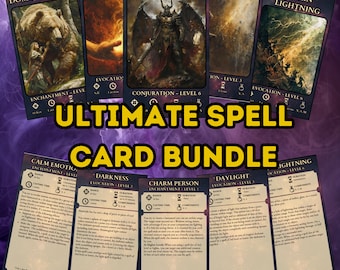 Dnd 5e Sorcerer Spell Cards Bundle | Illustrated & Printable | Cantrips ...