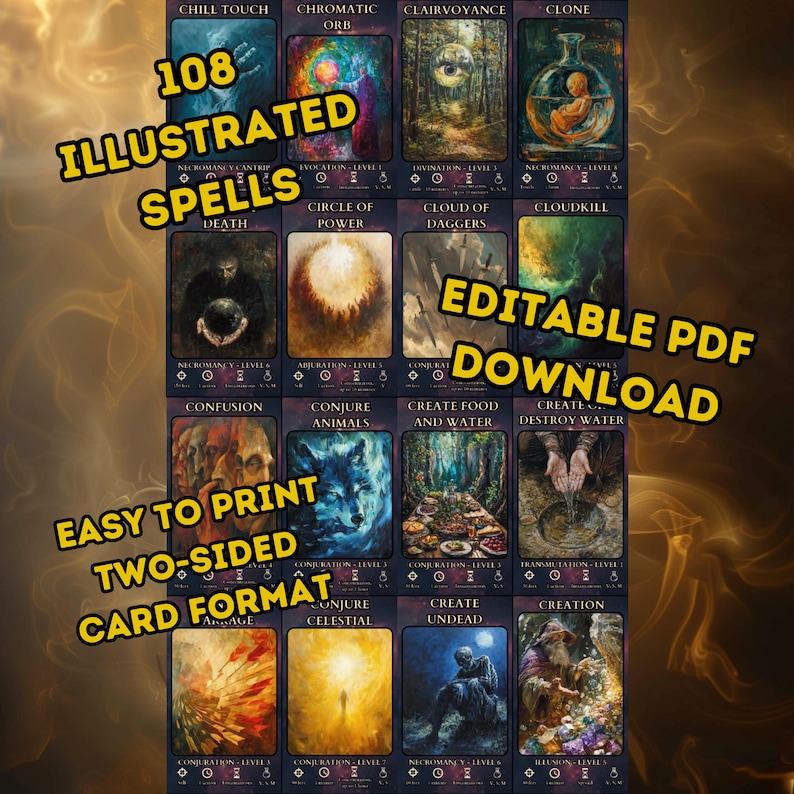 Dnd 5e Druid Spell Cards Bundle | Illustrated & Printable | Cantrips to ...