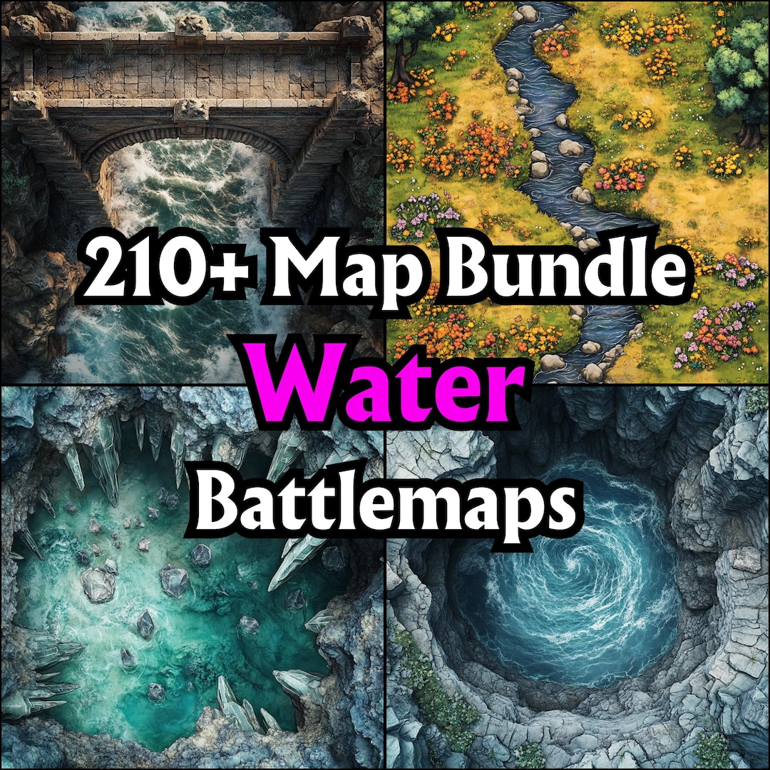 210+ Water Battlemap Bundle, RPG Battle Grids, D&D Ocean Maps, Coastal ...