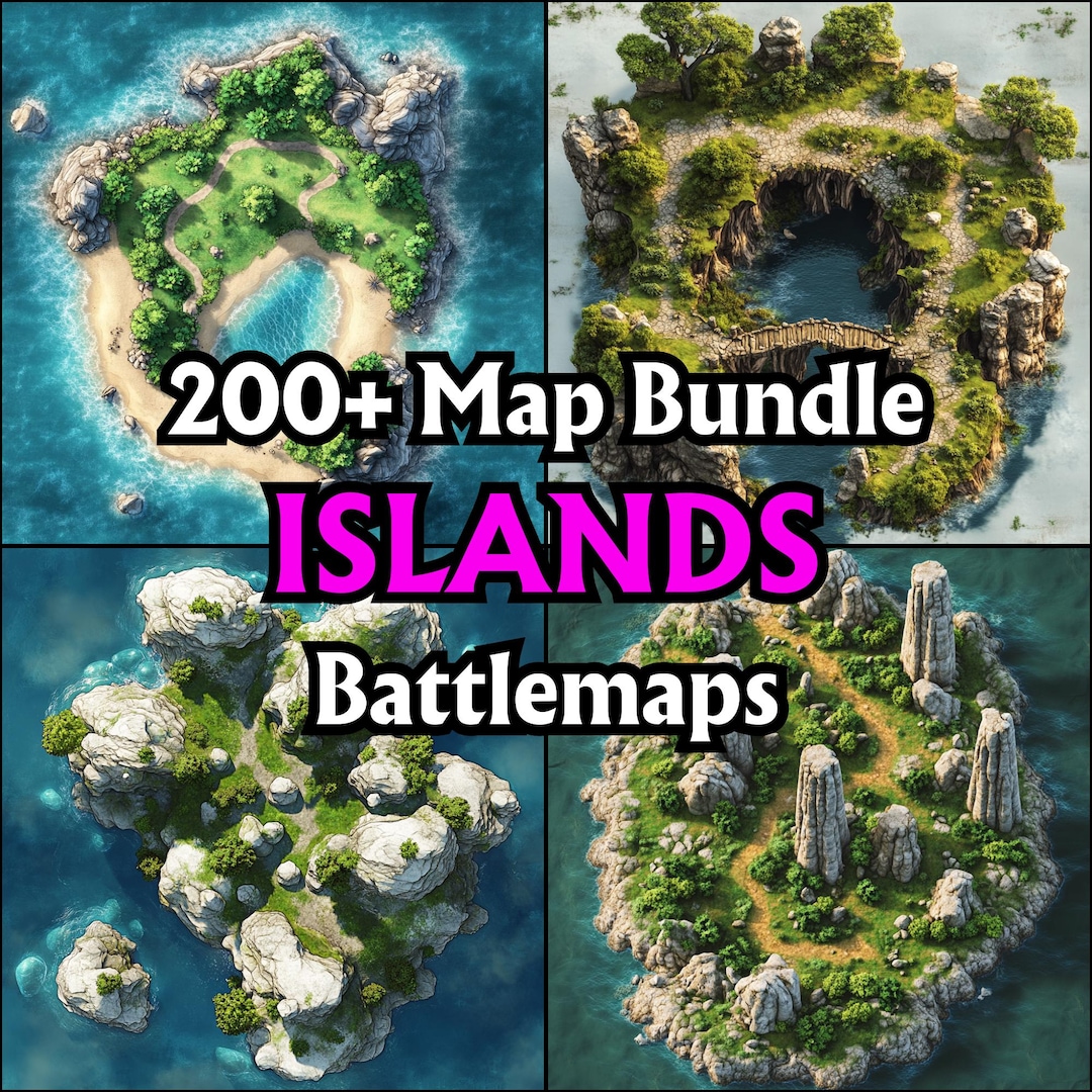 200+ Island Battlemap Bundle, RPG Battle Grids, D&D, Tabletop Maps ...