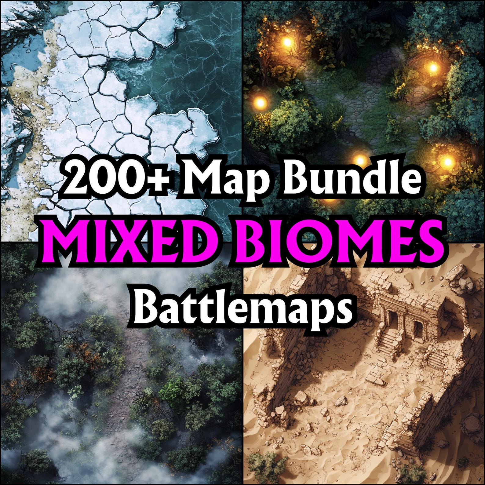 200+ Mixed Biomes Battlemap Bundle, RPG Battle Grids, D&D, Tabletop ...
