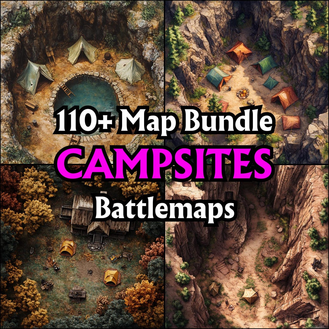 110+ Campsite Battlemap Bundle, RPG Battle Grids, D&D, Tabletop Maps ...