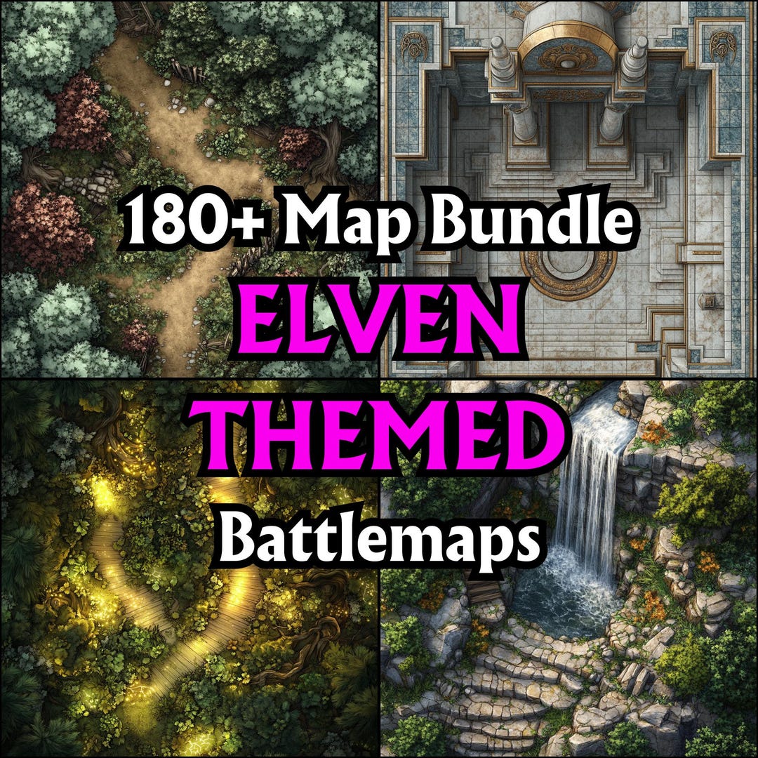 180 Elven Battlemap Bundle, RPG Battle Grids, D&D, Tabletop Maps, High ...