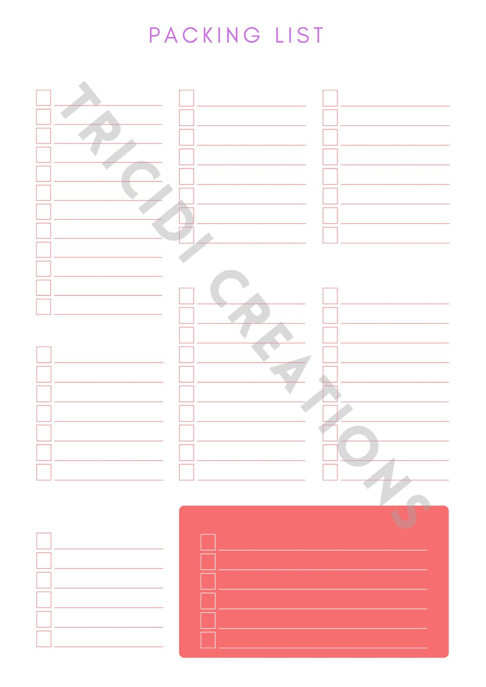 5 Pages Printable Travel Checklist Personalize - Etsy