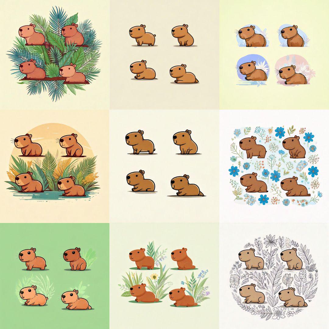 20 Adorable Capybara Stickers Bundle Cute Animal Illustrations for ...