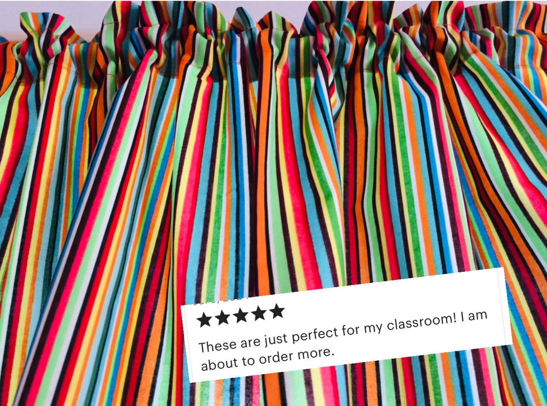 Kids Room Valance Classroom Valance Stripes Fun Window Curtain Cheerful ...
