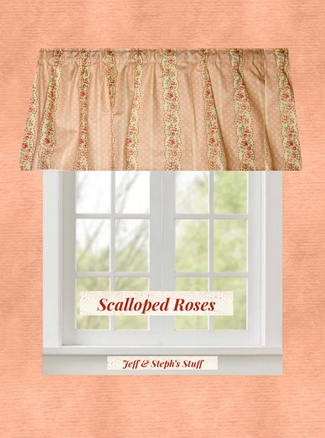 Scalloped Roses Valance Shabby Chic Decor Romantic Valance Vintage ...