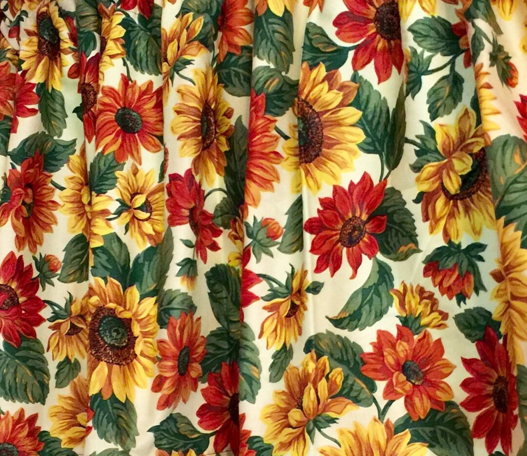 Rustic Sunflower Valance for Farmhouse Kitchen Gold Sunflower Cream ...