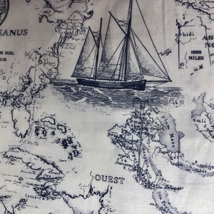 Nautical Map Valance Vintage Inspired Map for Office Travel Themed ...