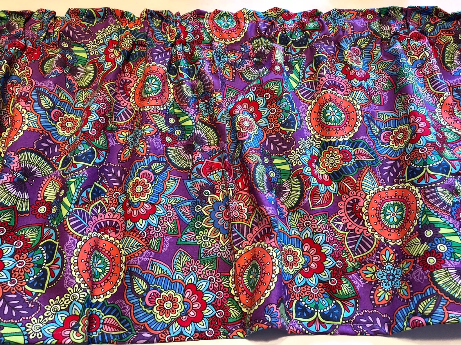 Purple Boho Hippie Floralcotton Fabricwindow CURTAIN - Etsy