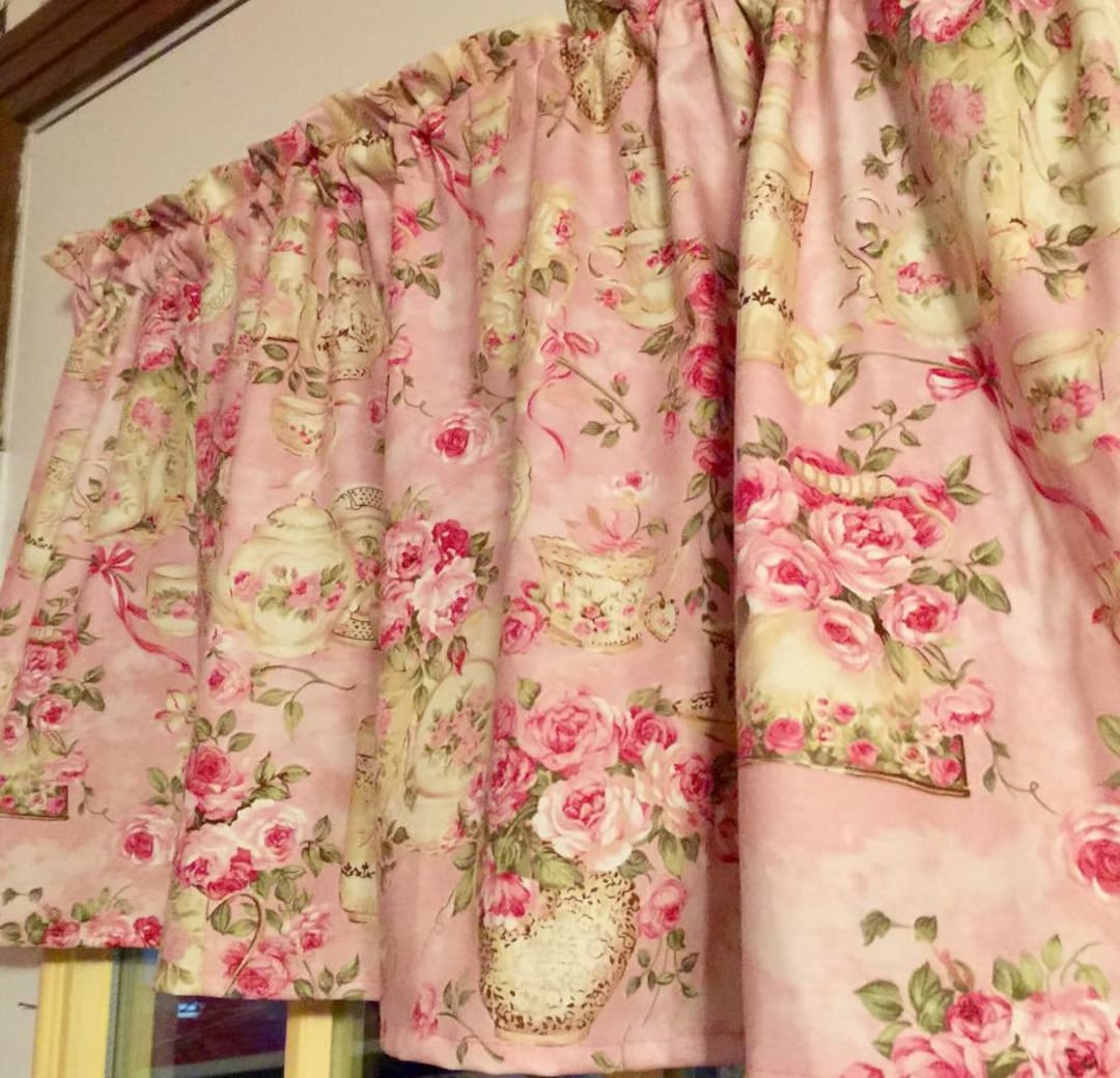 Rose Garden Valance Powder Pink Shabby Chic Teacup - Etsy