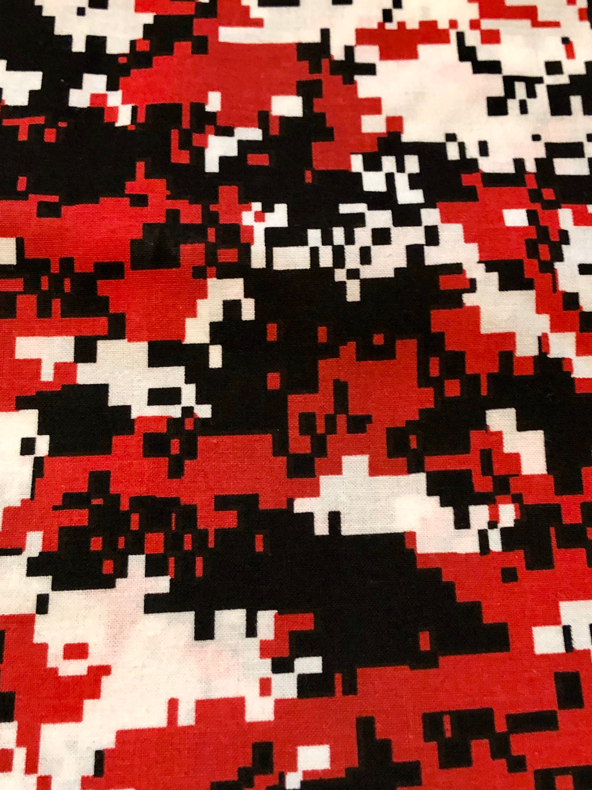 FQ Digital Camo Red, Black, White, Fat Quarter, Cotton Fabric, 1/4 Yard ...