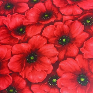 Red Poppy Floral Set of 2 Panels & Ties 43"wide X 24"l or 36"l or 45 ...