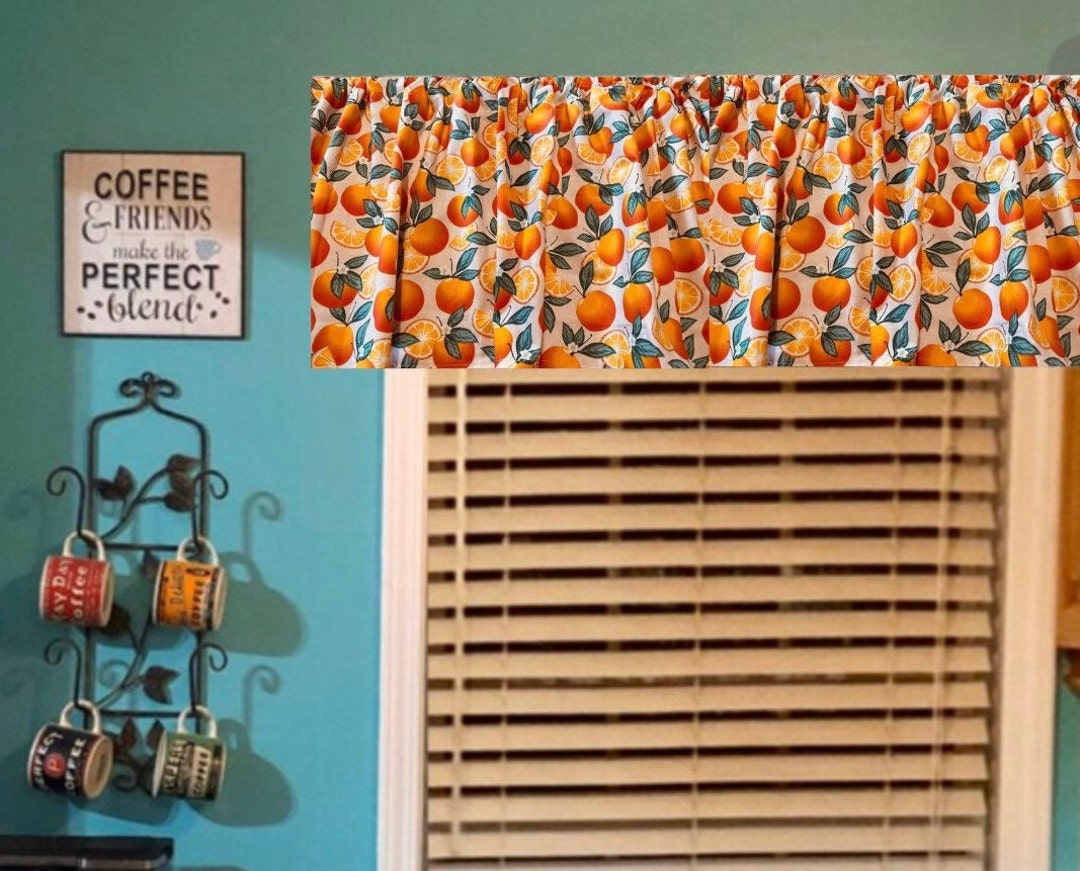 Citrus Fruit Valance Summer Curtain With Oranges Happy Curtain Topper ...