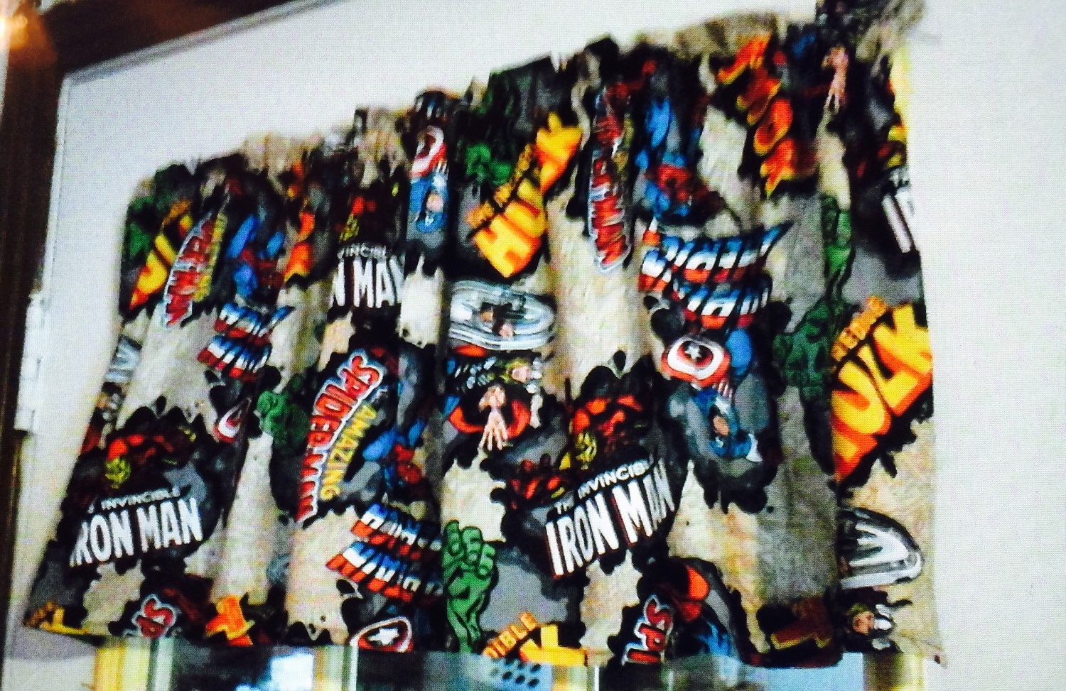 Superhero Window Curtain Valance Hulk Spiderman Ironman Custom | Etsy