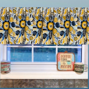 Valance for Bedroom or Bathroom 42W X 14L Mustard Yellow and Blue ...