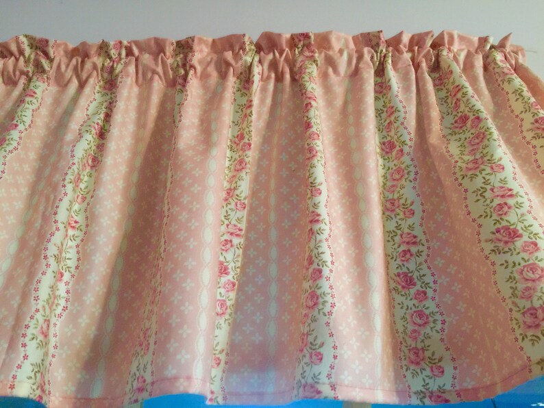 Pink Rose Floral Window Valance: Shabby Chic Farmhouse Curtain (43"w X ...