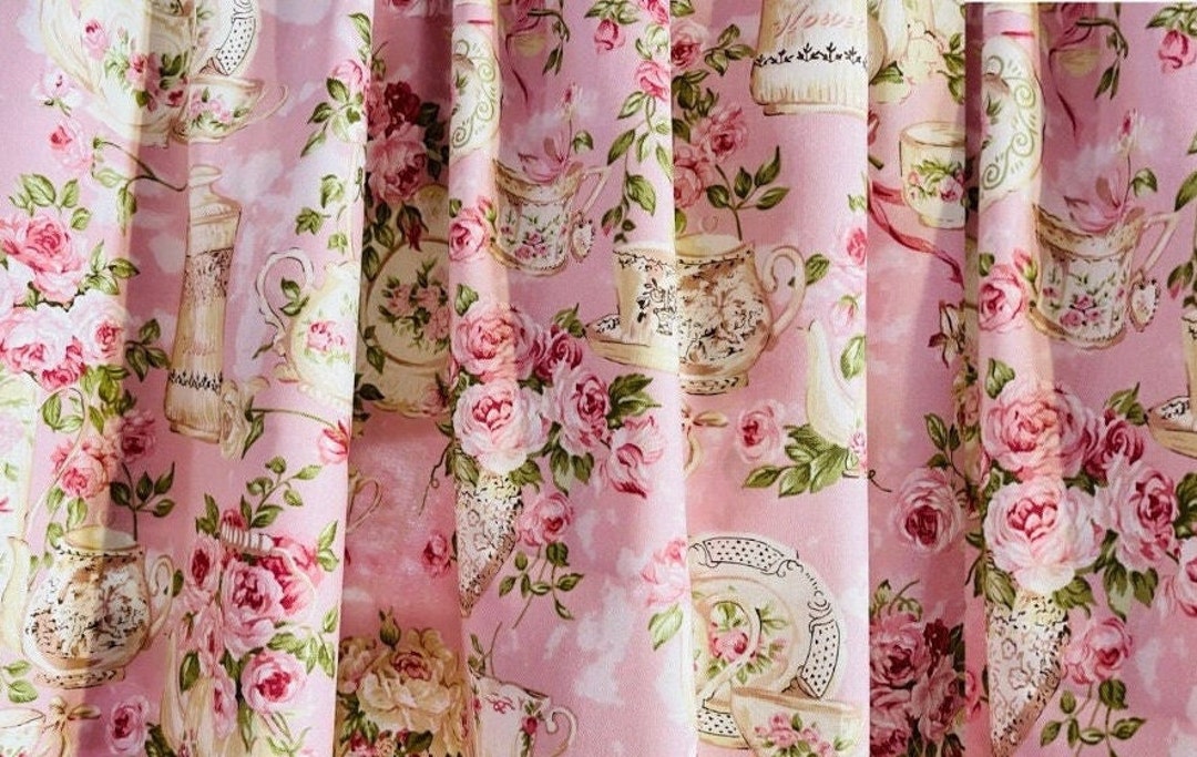 Pink Roses Valance Shabby Chic Vintage Floral Cottage Style Romantic ...
