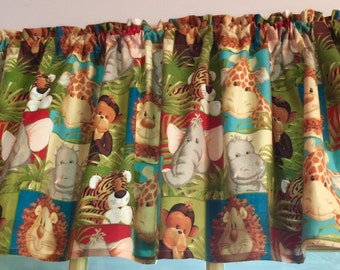 Jungle Babies Nursery Valance Monkey Elephant Valance - Etsy