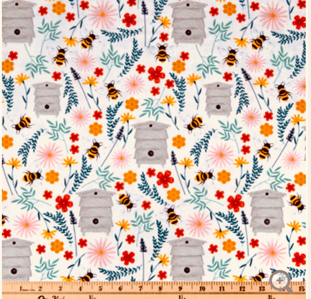 Bees Cotton Fabric 1/3 Yard Chic Bumble Bee Beehive - Etsy